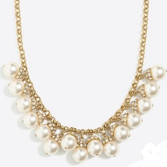 J. Crew | Jewelry | Nwt J Crew Pearl Rhinestone Dangle Necklace Rolo ...